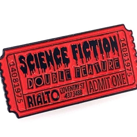 Science Fiction Double Feature Ticket Hard Enamel Pin Red Etsy