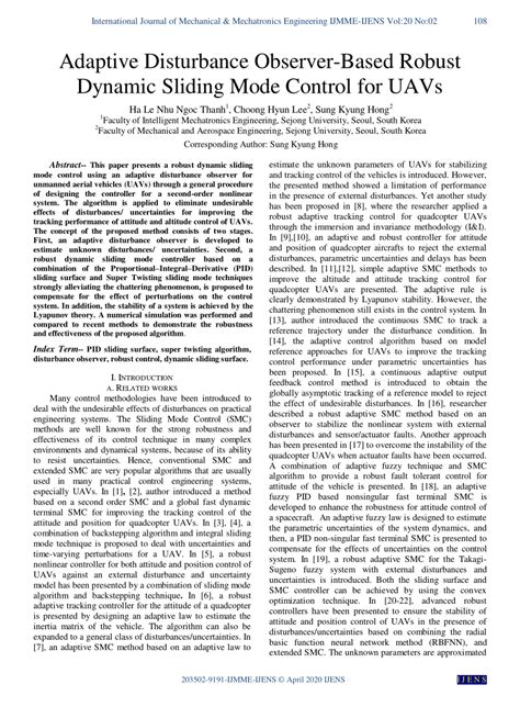 Pdf Adaptive Disturbance Observer Based Robust Dynamic Sliding Mode