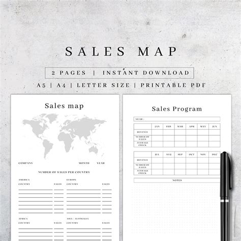 Sales Map Printable Business Planner Digital Etsy Business Sales Map Order Tracker Sales
