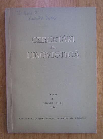 Cercetari de lingvistica anul XI nr 1 ianuarie iunie 1966 Cumpără