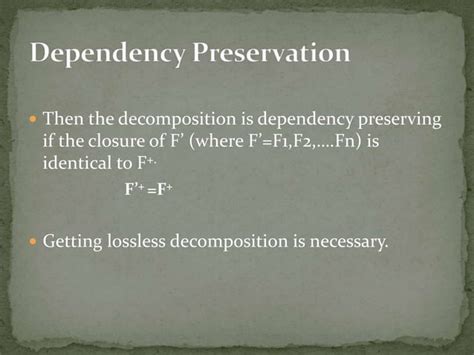 Decomposition Using Functional Dependency Pptx Databases Computer