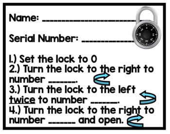 Combination Lock Directions By Betsy DeSotto TPT