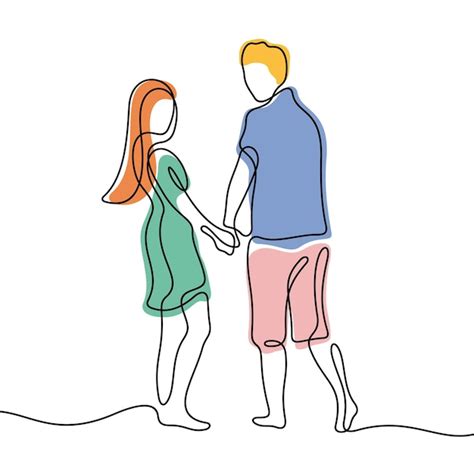 Premium Vector Romantic Couple Holding Hands Continuous Line