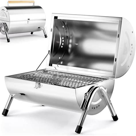Barbecue portable double plaque acier inoxydable poignée ventilation Cuisson BBQ