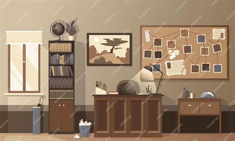Premium Vector Detective Office Interior Crime And Criminal Evidence