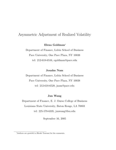 Pdf Asymmetric Adjustment Of Realized Volatility