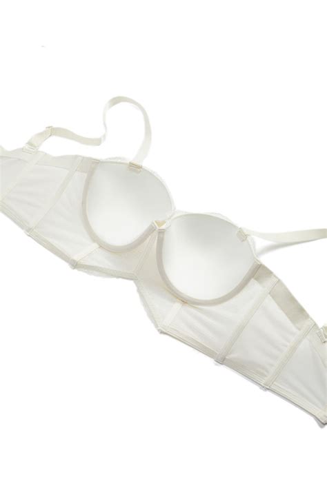 Calvin Klein Black Label Rose Lace Strapless Longline Bra In Ivory