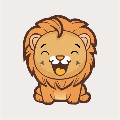 Heureux Bébé Lion Vecteur Illustration Vecteur Premium