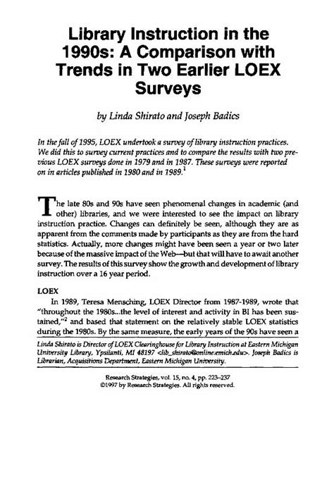 Pdf Library Instruction In The 1990s A Comparison With Trends In Two
