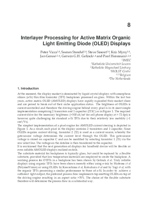 Pdf Interlayer Processing In Active Matrix Oled Displays