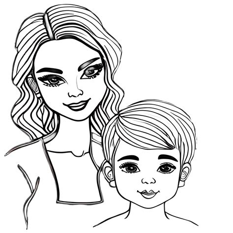Ausmalbild Mutter Und Sohn Creative Fabrica