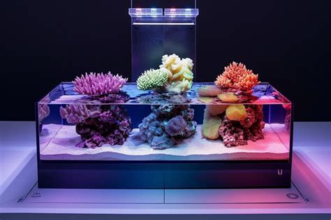 Premium Ai Image Rectangular Aquarium With Rgb With Various Colors