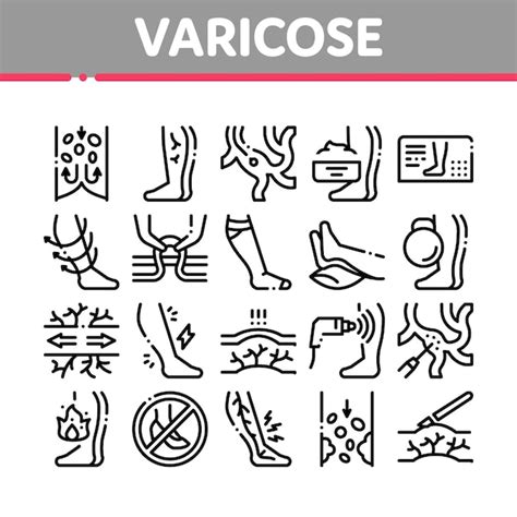 Premium Vector Varicose Veins Disease Collection Icons Set Vector