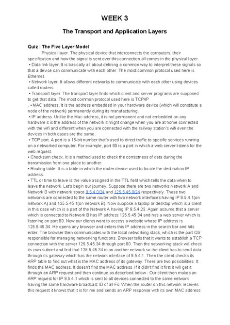 week 3 graded quiz answers week 3 the transport and application