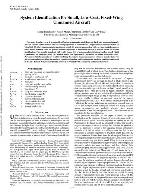 Pdf System Identification For Small Low Cost Fixed Wing Unmanned Aircraft Dokumentips