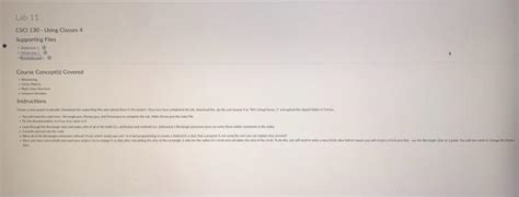 Solved Lab 11 CsCl 130 Using Classes 4 Supporting Files Chegg Com