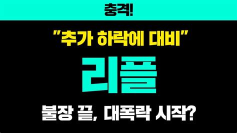 충격 추가 하락에 대비 리플 불장 끝 대폭락 시작 리플 리플전망 리플코인 Youtube