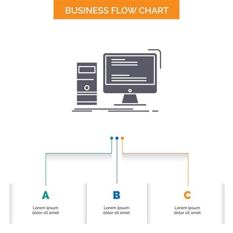 Computer Desktop Gaming Pc Personal Business Flow Chart Design With 3 Steps Glyph Icon For