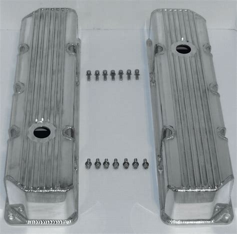 1976 87 Jeep Amc Pol Finned Fabricated Aluminum Valve Covers V8 304 360