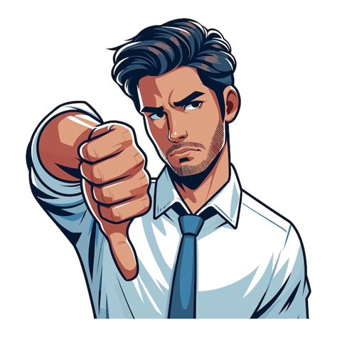 Man Showing Thumbs Down Design Illustration Unhappy Male Gesturing