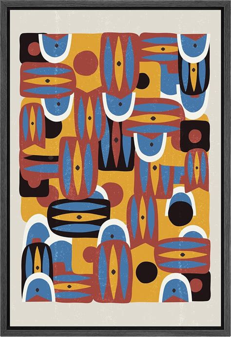 Aefer Canvas Print Wall Art Colorful Mid Century Geometric Polygons