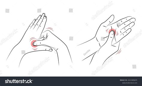 Self Massage Palms Hands Close Up Human Presses Stock Vector Royalty