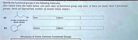 SOLVED Texts Identify The Functional Groups In The Following Molecules Groups Leave An