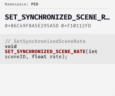 SetSynchronizedSceneRate FiveM Natives Cfx Re Docs