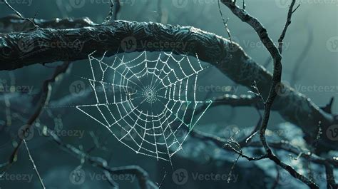 Minimalist Spider Web Animation With Glistening Spider Eerie And