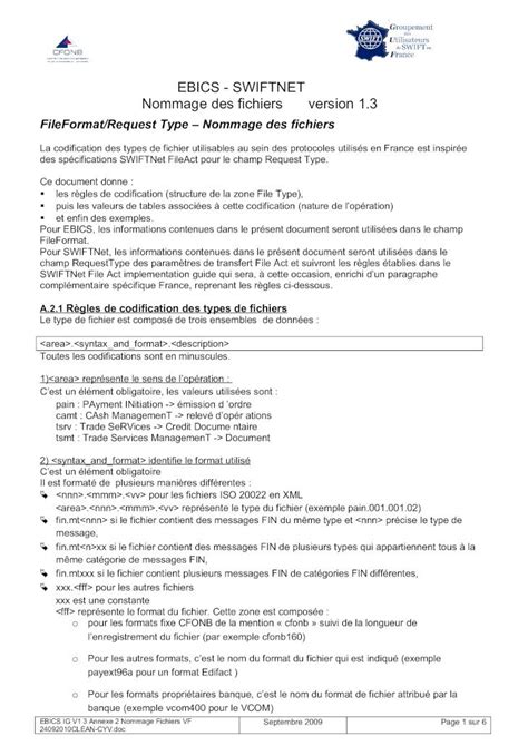 PDF EBICS SWIFTNET Nommage Des Fichiers Version 1documentation