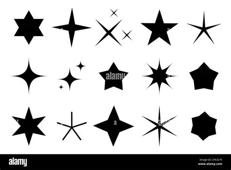 Star Shape Collection Abstract Star Icons Geometric Black Silhouettes Vector Star Symbols