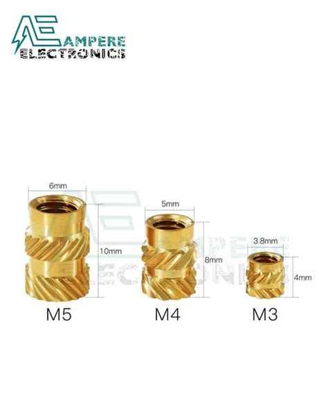 M3 Knurled Brass Threaded Insert Nut Ampere Electronics