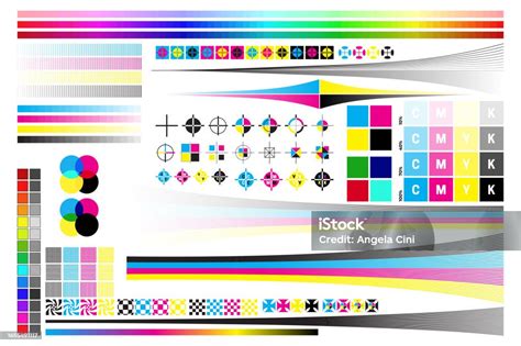 Cmyk Print Calibration Illustration With Offset Printing Marks And Color Test Stock Illustration