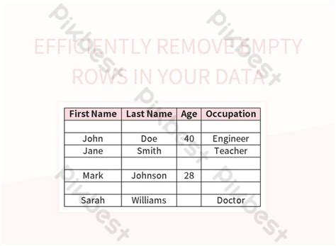 optimally eliminate blank rows in your dataset excel template free