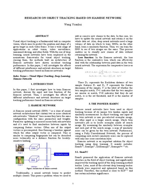 Research On Object Tracking Based On Siamese Network Pdf