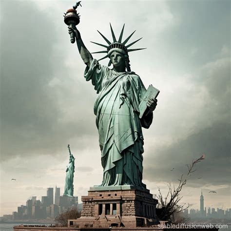 Post Apocalyptic Statue Of Liberty Stable Diffusion Online
