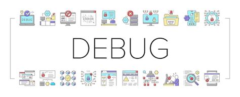 Premium Vector Debug Research And Fix Collection Icons Set Vector
