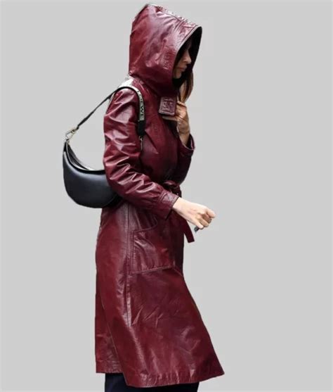 Emily Ratajkowski Burgundy Trench Coat Nyc Jackets