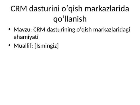Crm Dasturi
