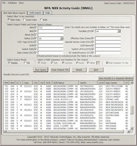 NPA NXX Activity Guide TRAInfo