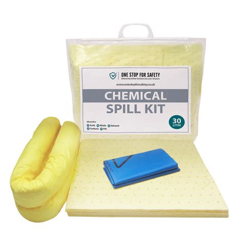 30 Litre Spill Kit For Chemical Spills In Clip Top Seal Bag One Stop