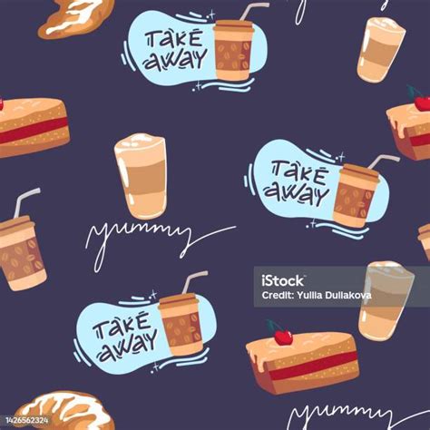 커피 컵 레터링 및 콩이있는 벡터 이음새가 없는 패턴 파스텔 톤의 아름다운 인쇄물을 가져 가라 섬유 옷 커피 숍 카페 및 장식에