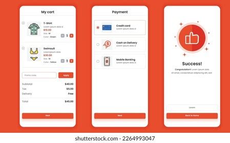Mobile App Ui Kit Checkout Process Stock Vector Royalty Free Shutterstock