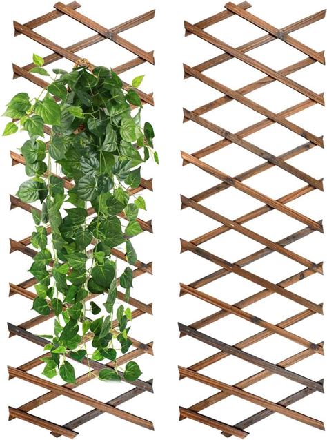 Yeesport Wood Expandable Plant Trellis 2 Pieces Coffee Color