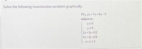 Solved Solve The Following Maximization Problem Graphically
