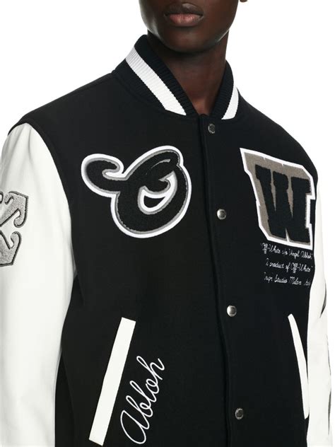 Leather Wool Varsity Jacket In Black Off White™ Official Us