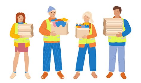 가난한 난민 우크라이나 자선 단체 사람들의 성격을 돕는 기부 자원 봉사 개념 만화에 대한 스톡 벡터 아트 및 기타 이미지 만화 음식 Charity Benefit