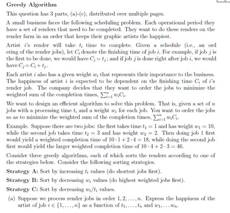 Greedy Algorithm This Question Has 3 Parts A C