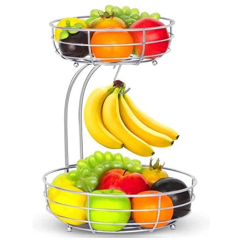 Corbeille à Fruits étages Corbeille à fruits en métal Support bananes Maintient les fruits et