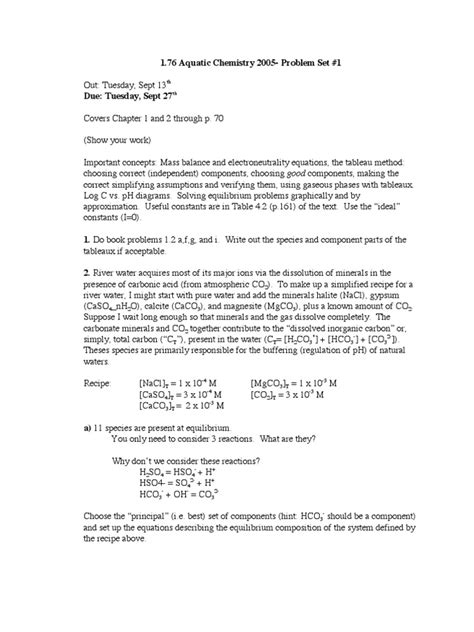 Aquatic Chemistry Pdf Ph Chemical Equilibrium